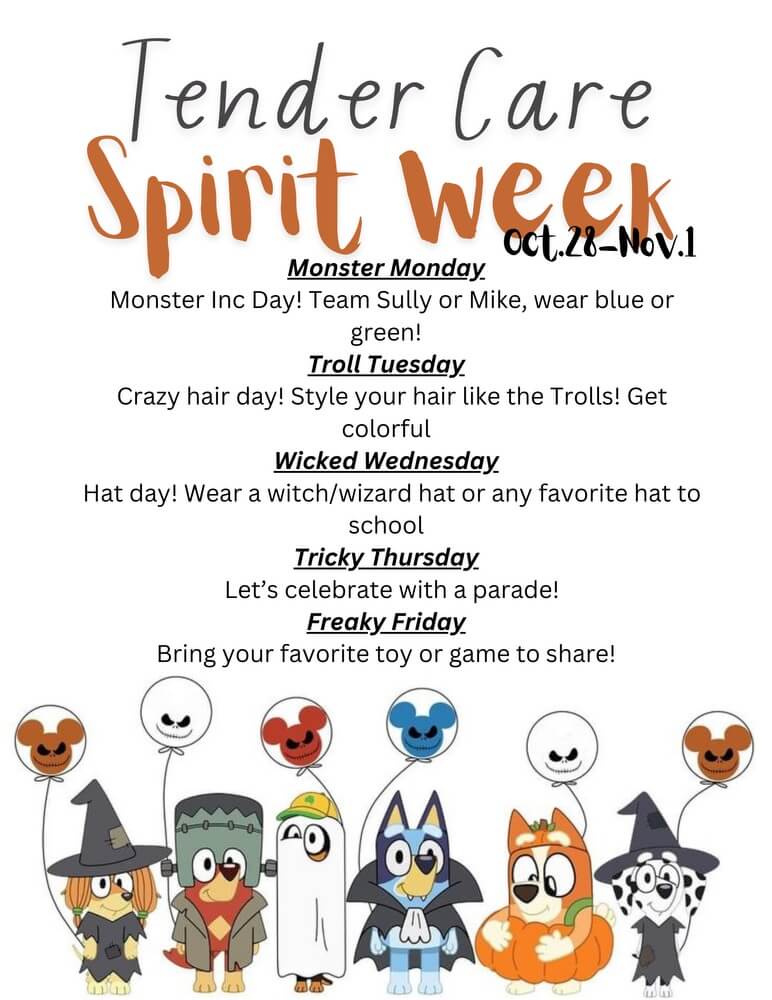Halloween Spirit Week at Tender Care PPEC - Tender Care PPEC